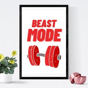 BEAST MODE, Gym Wall Art Printable, Motivational Quotes Wall Art ...