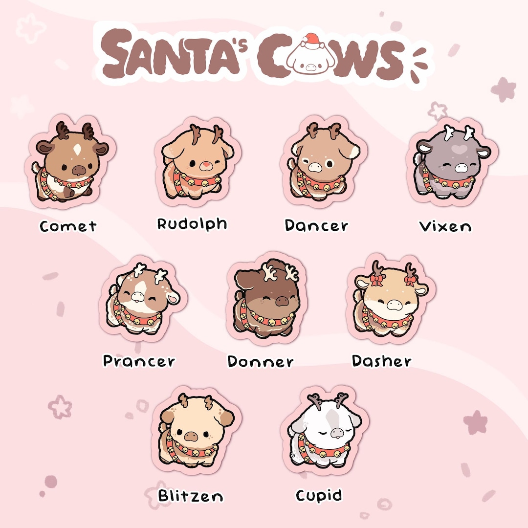 Santa's Cows | Stickers - Etsy