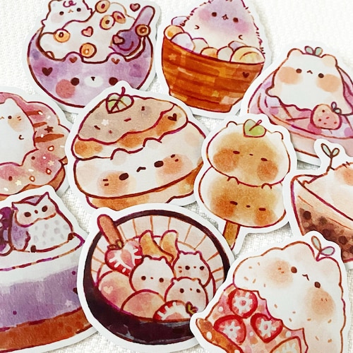 Cute Animal Foodies Stickers/ Matte/ Holographic/ Die Cut - Etsy