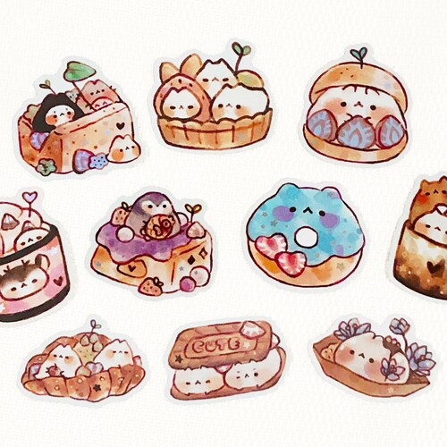 Cute Animal Foodies Stickers/ Matte/ Holographic/ Die Cut - Etsy