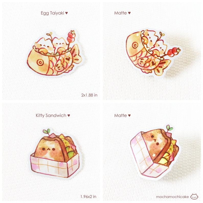 Cute Animal Foodies Stickers/ Matte/ Holographic/ Die Cut - Etsy