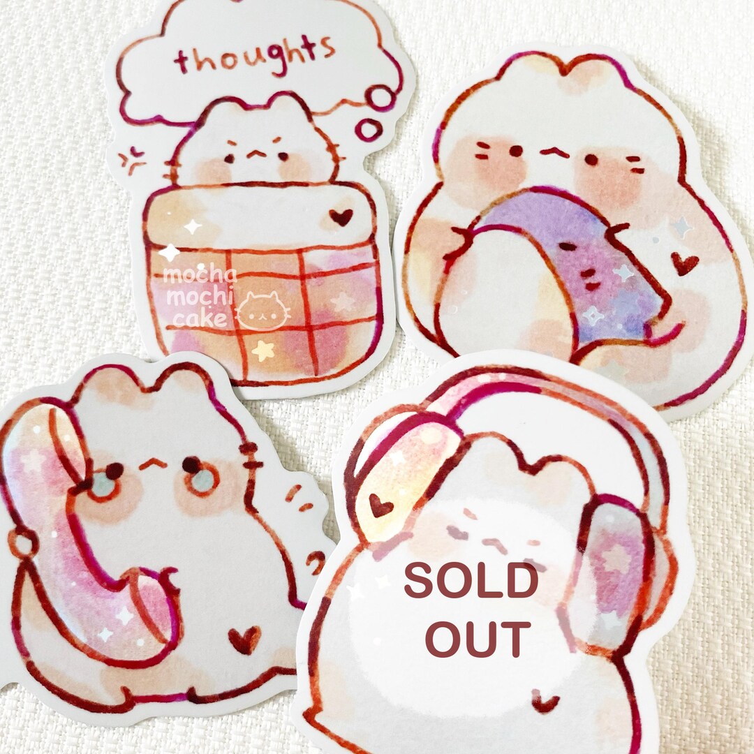 Cute Relatable Kitty Life Stickers/ Matte Holographic/ Kawaii/ Die Cut ...
