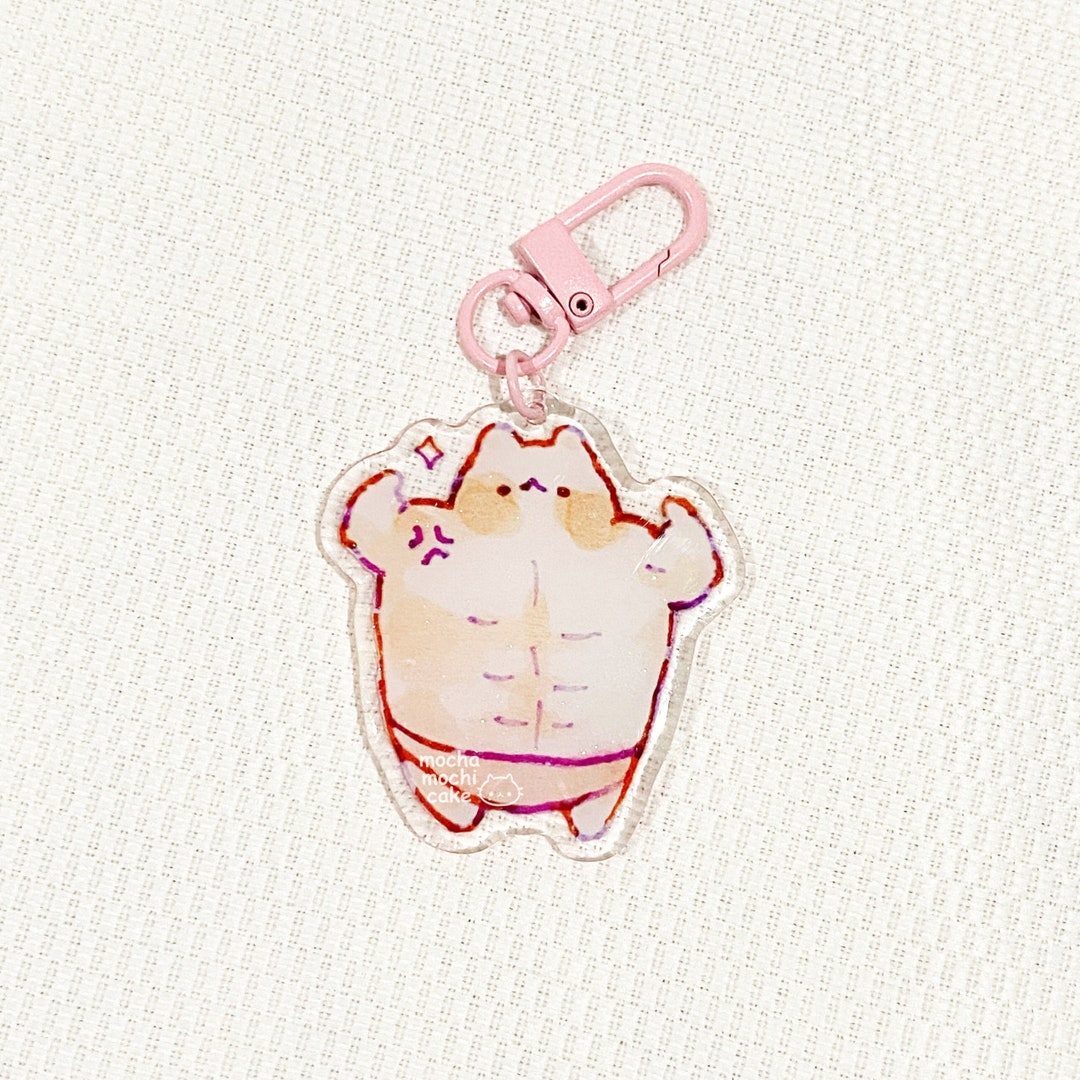Cute Buff Kitty Acrylic Keychain Glitter Epoxy - Etsy