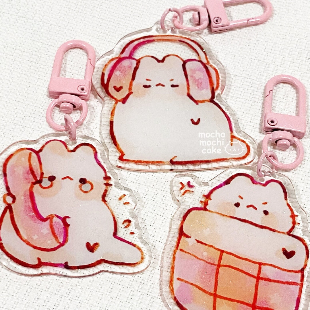 Cute Relatable Cat Life Acrylic Keychain Glitter Epoxy - Etsy