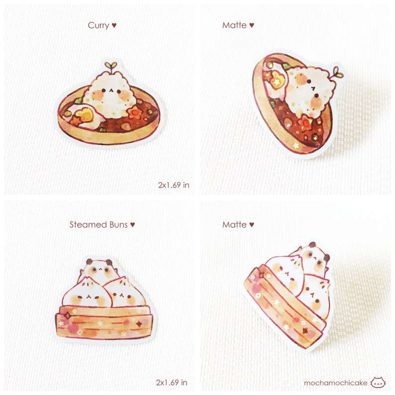 Cute Animal Foodies Stickers/ Matte/ Holographic/ Die Cut - Etsy