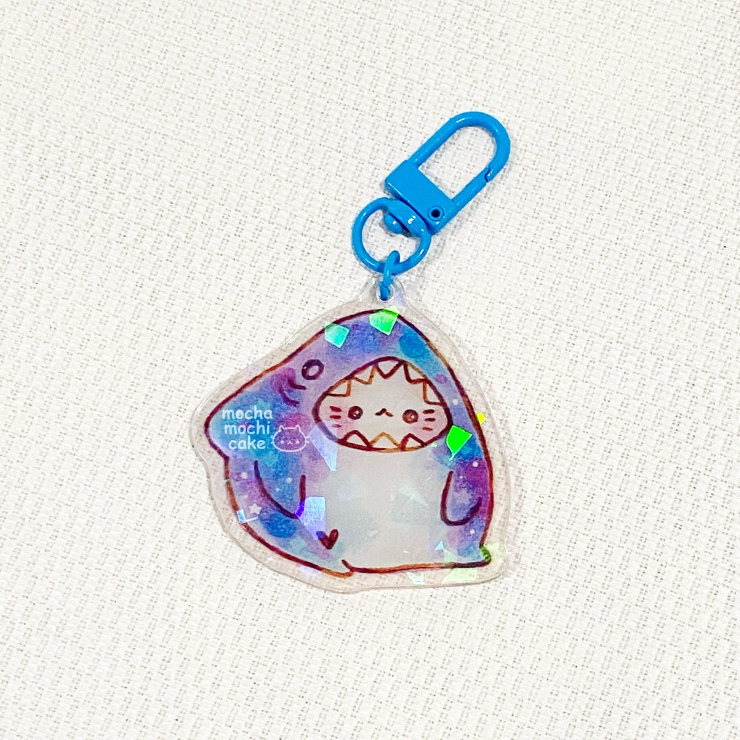 Cute Chonky Shark Kitty Holographic Acrylic Keychain - Etsy