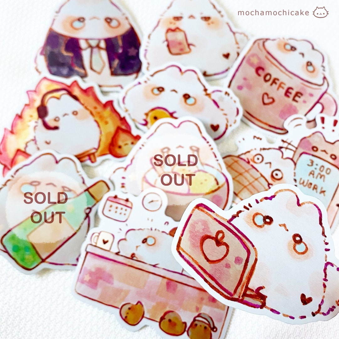 Cute Crying Working Bunny Life Stickers/ Corporate/ Matte Holographic ...