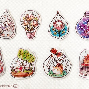 Cute Terrarium Stickers/ Matte Holographic/ Kawaii/ Die Cut Stickers ...