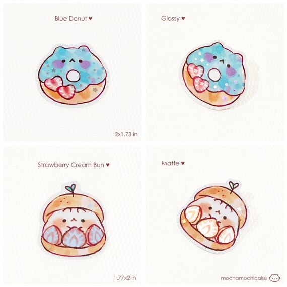 Stickers Cute Animal Foodies Stickers/ Matte/ Holographic/ Die Cut ...