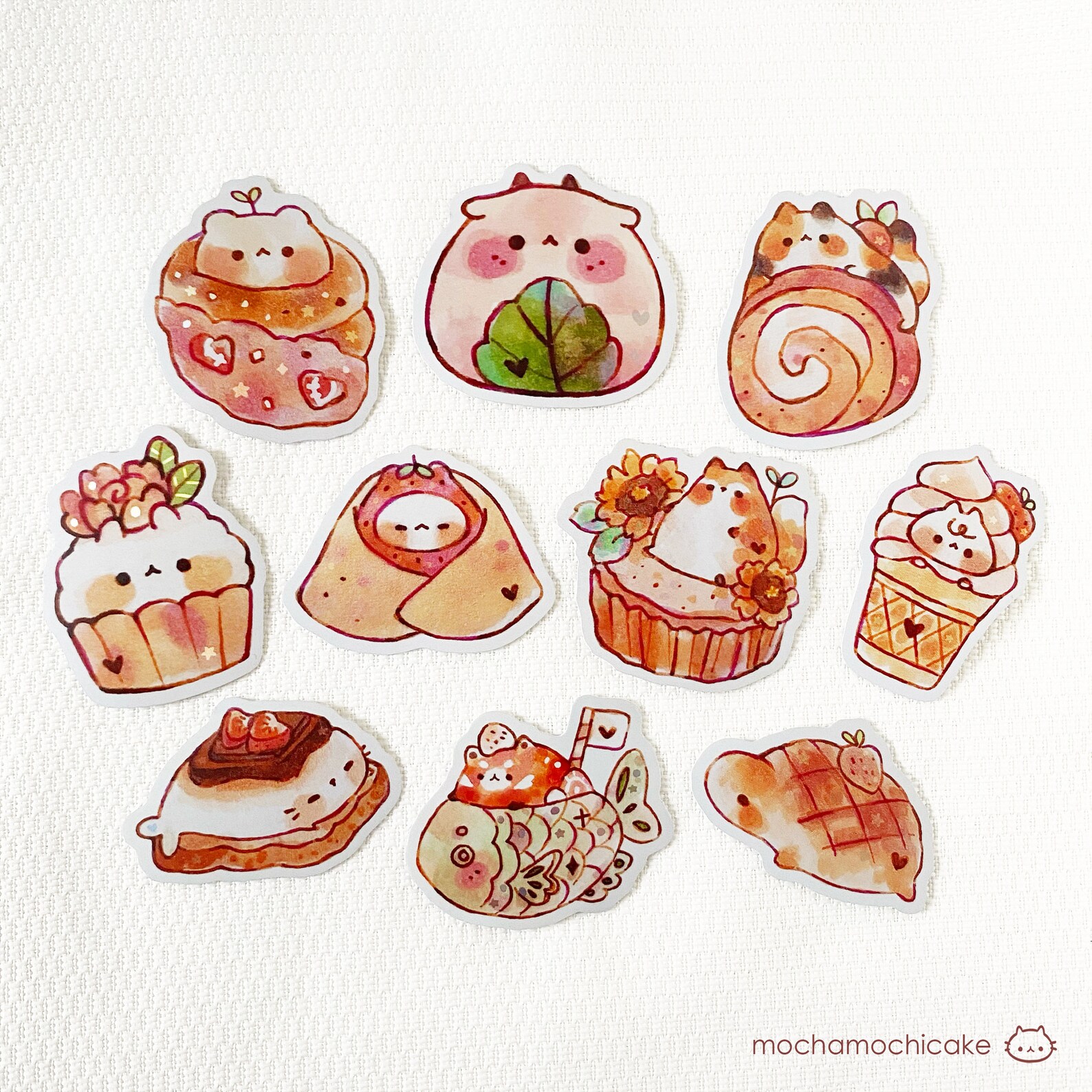 Cute Animal Desserts 5 Stickers/ Matte/ Holographic/ Die Cut - Etsy
