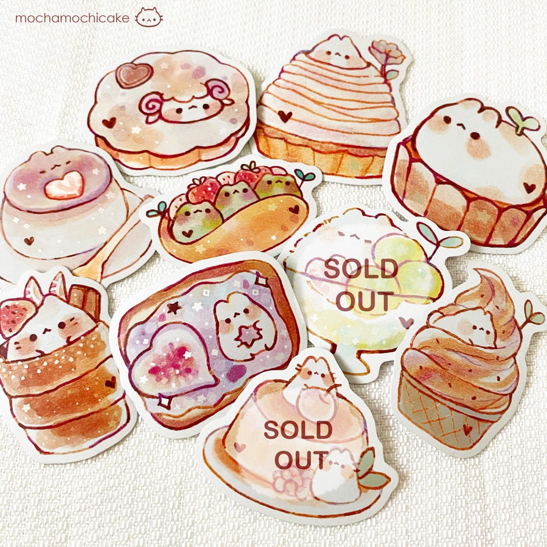 Cute Animal Desserts 7 Stickers/ Matte/ Holographic/ Die Cut Stickers ...