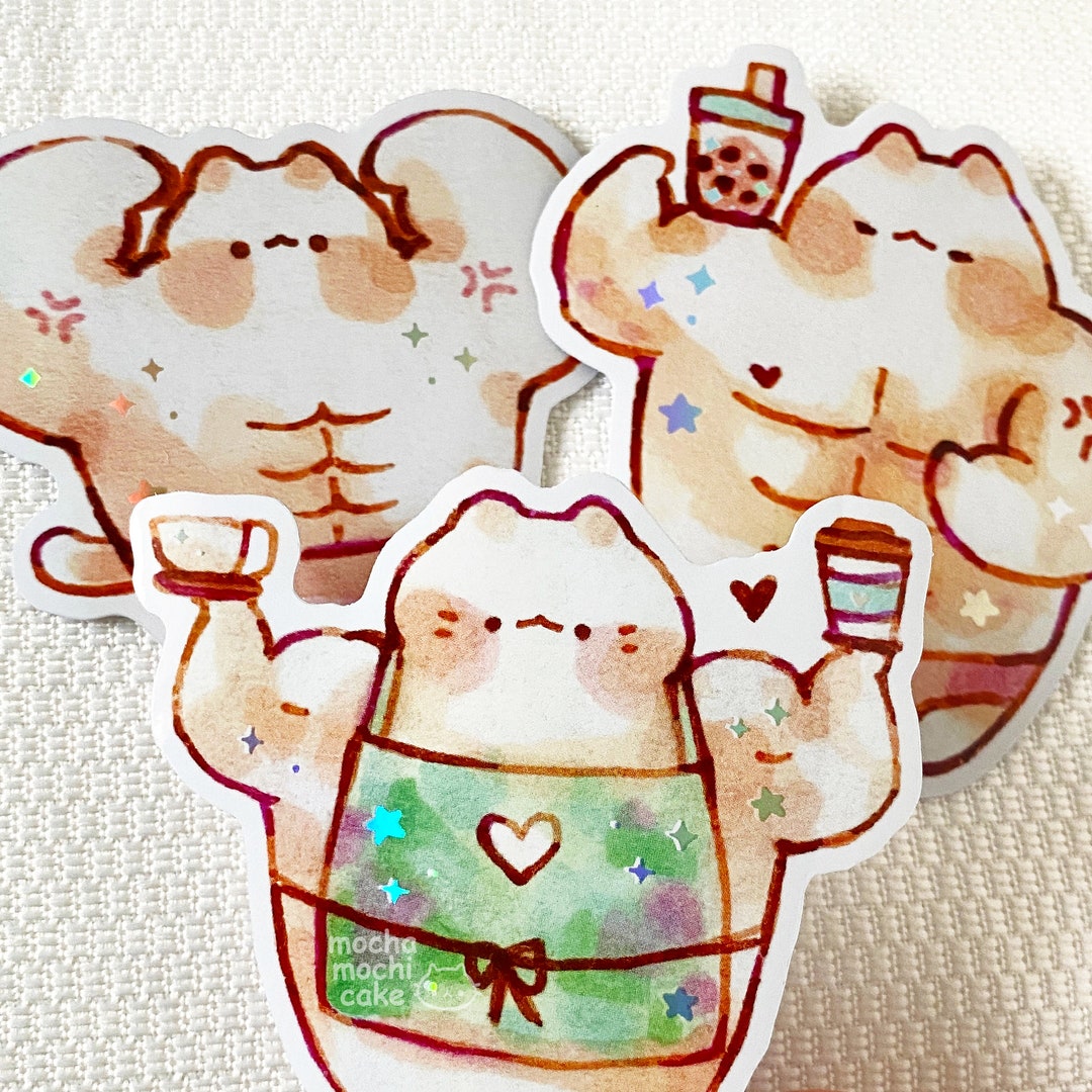 Buff Kitties Stickers/ Holographic/ Kawaii/ Die Cut/ Vinyl Stickers ...