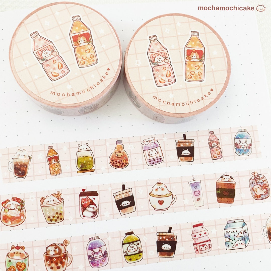 Cute Little Drinks Washi Tape / Decorative Tape/ Kawaii Cute/ Bullet ...
