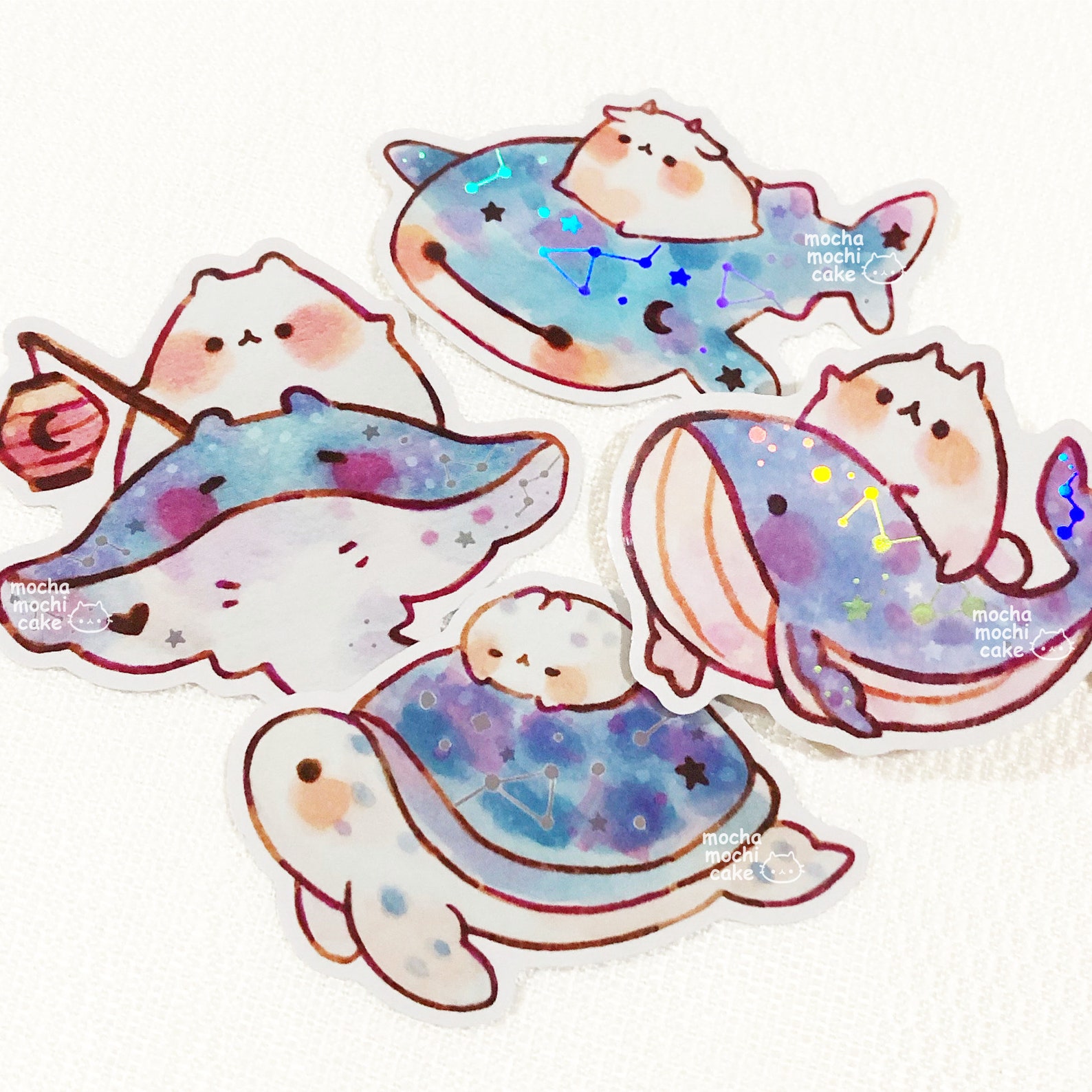 Cute Dreamy Space Sea Creatures Vinyl Stickers/holographic/ - Etsy