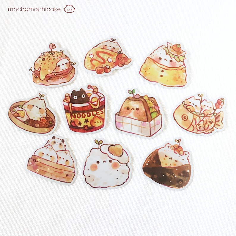 Cute Animal Foodies Stickers/ Matte/ Holographic/ Die Cut - Etsy