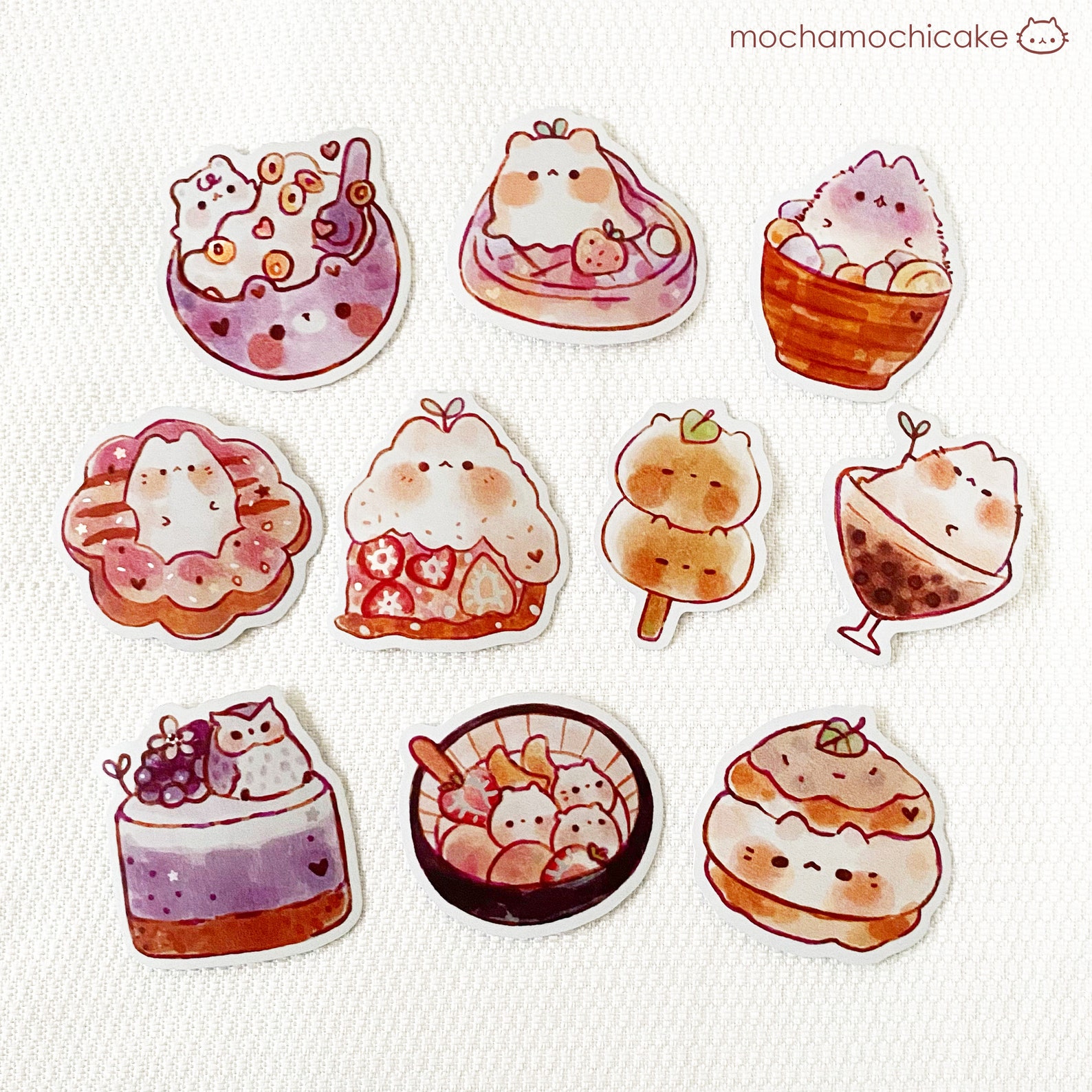 Cute Animal Desserts 6 Stickers/ Matte/ Holographic/ Die Cut - Etsy