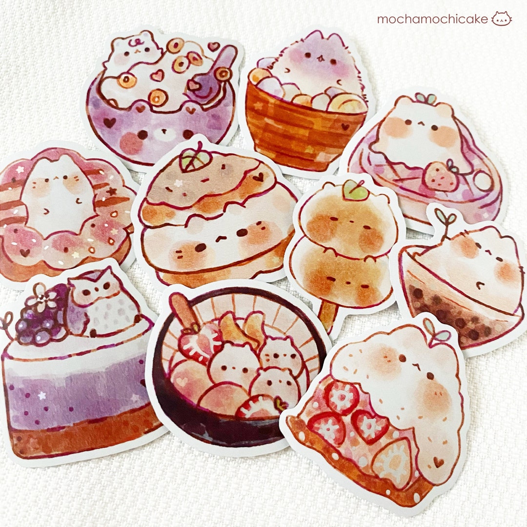 Cute Animal Desserts 6 Stickers/ Matte/ Holographic/ Die Cut Stickers ...