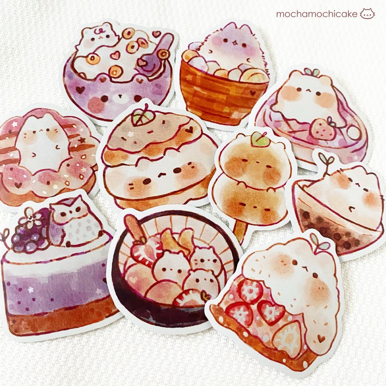 Cute Animal Desserts 6 Stickers/ Matte/ Holographic/ Die Cut - Etsy
