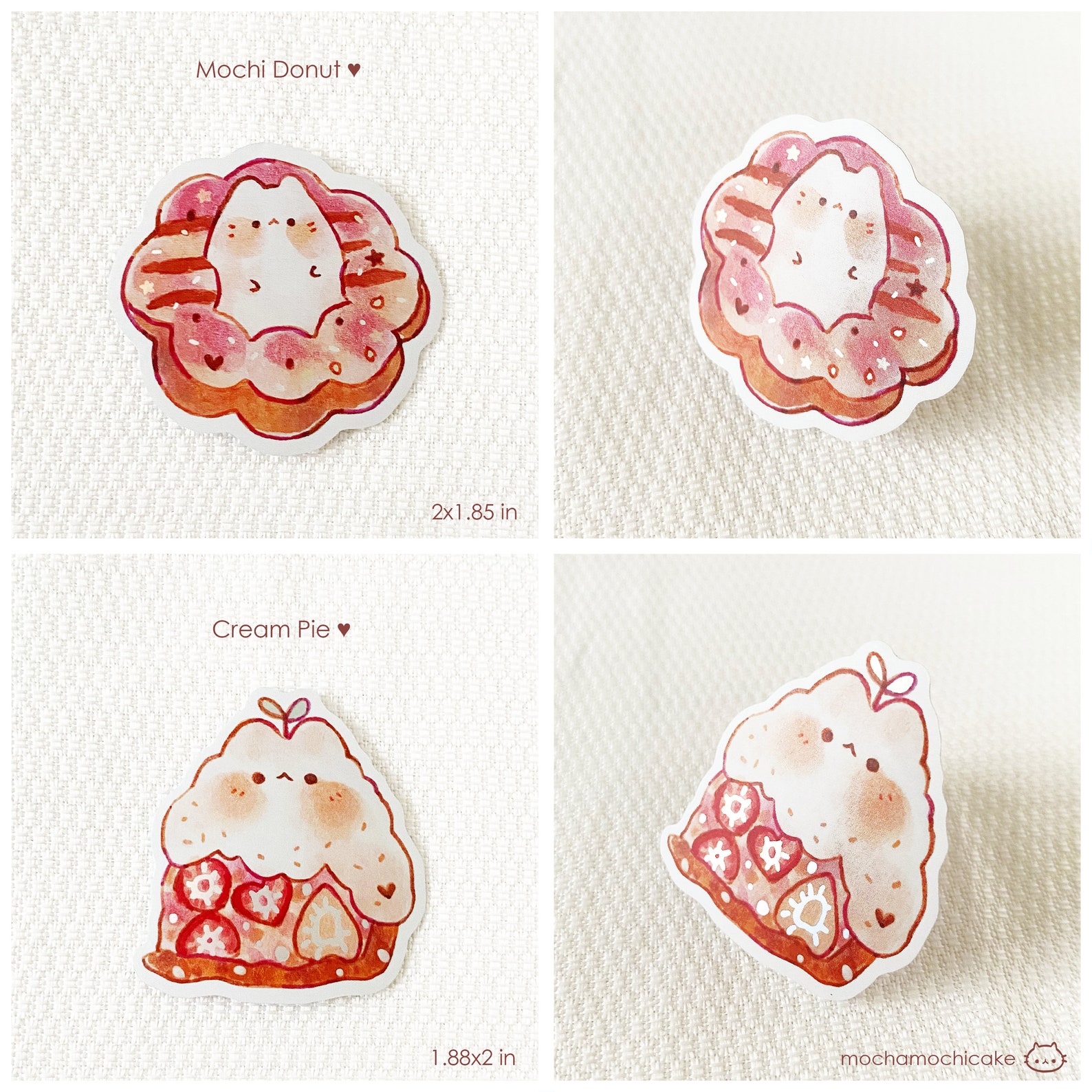 Cute Animal Desserts 6 Stickers/ Matte/ Holographic/ Die Cut - Etsy