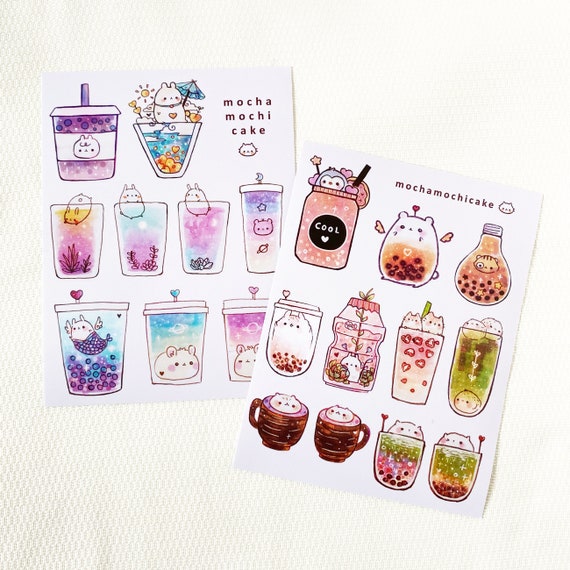 Cute Animal Drinks 2 Sticker Sheet/laptop Stickers/ Cute - Etsy