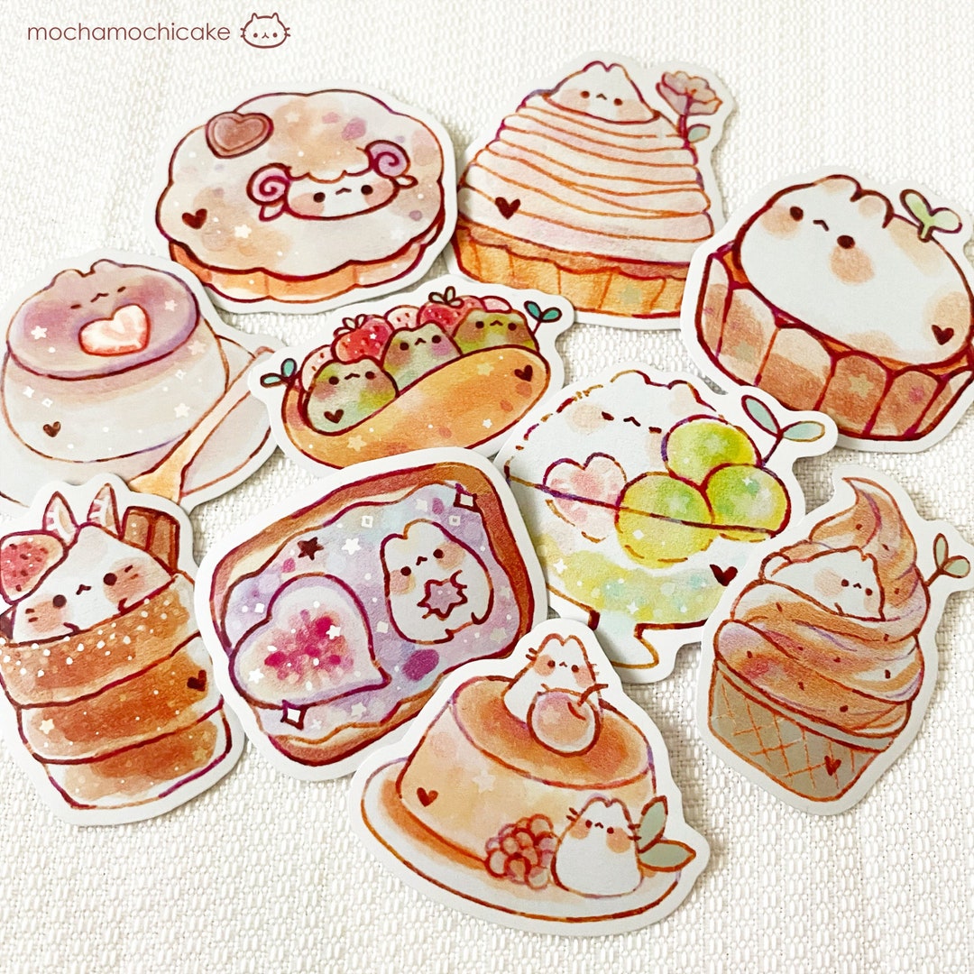 Cute Animal Desserts 7 Stickers/ Matte/ Holographic/ Die Cut Stickers ...