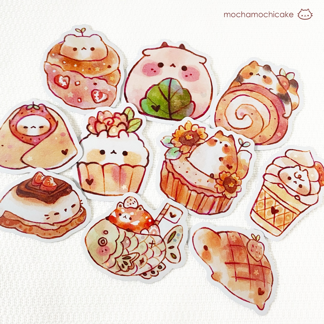 Cute Animal Desserts 5 Stickers/ Matte/ Holographic/ Die Cut Stickers ...