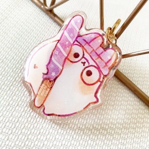 Cute Purple Pocky Cat Acrylic Keychain Glitter Epoxy - Etsy