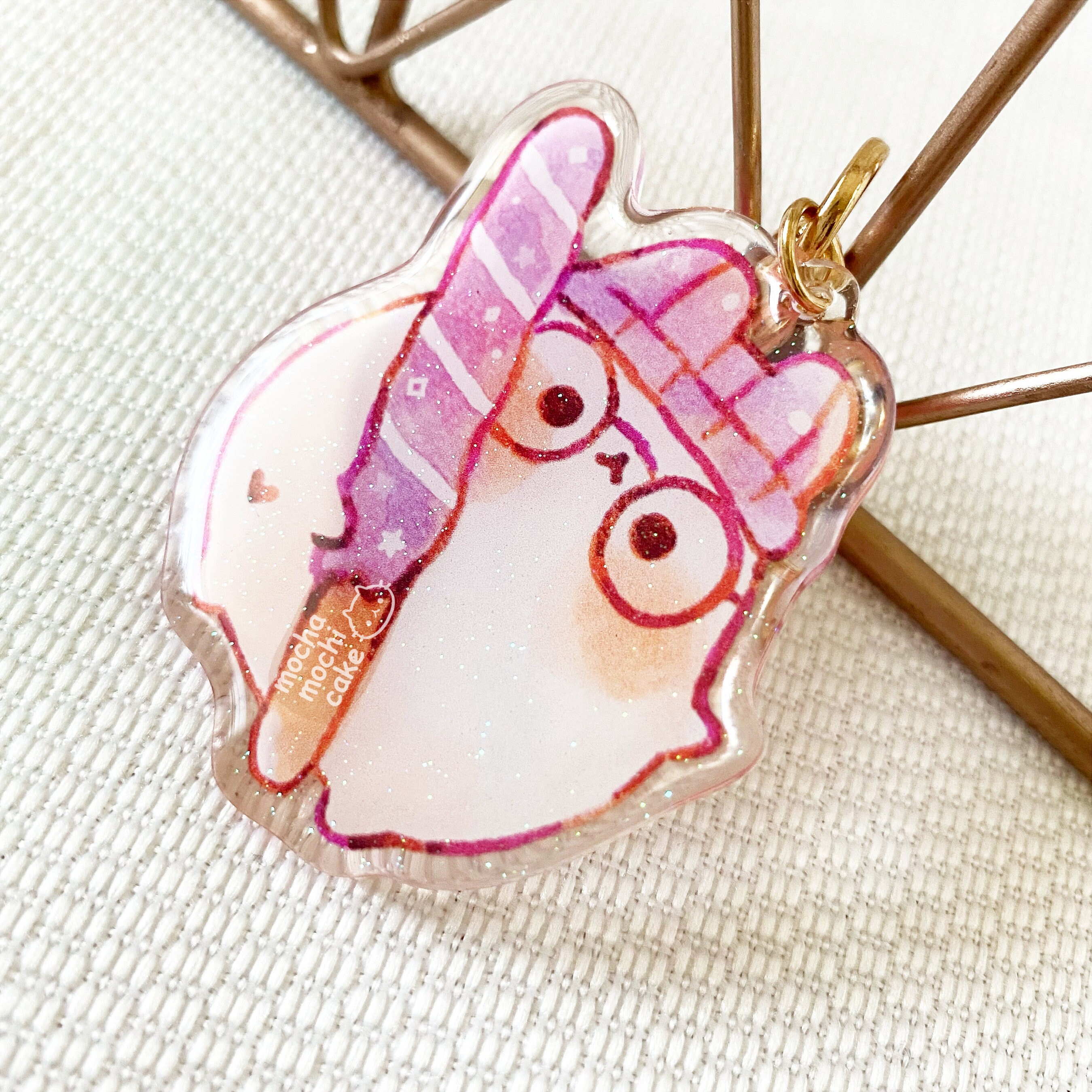 Cute Purple Pocky Cat Acrylic Keychain Glitter Epoxy - Etsy