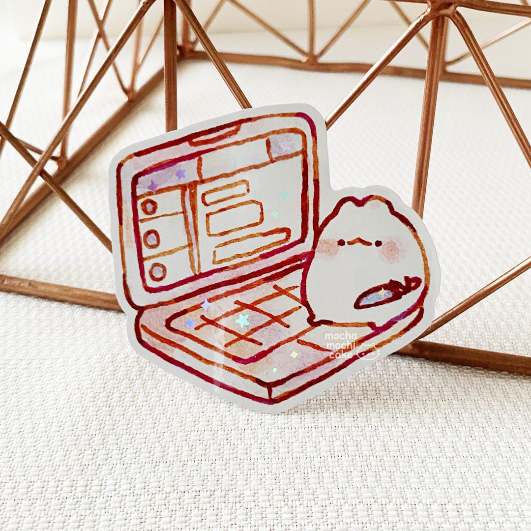 Stabby Work Kitty Vinyl Sticker/ Holographic/ Die Cut Stickers/ Laptop ...