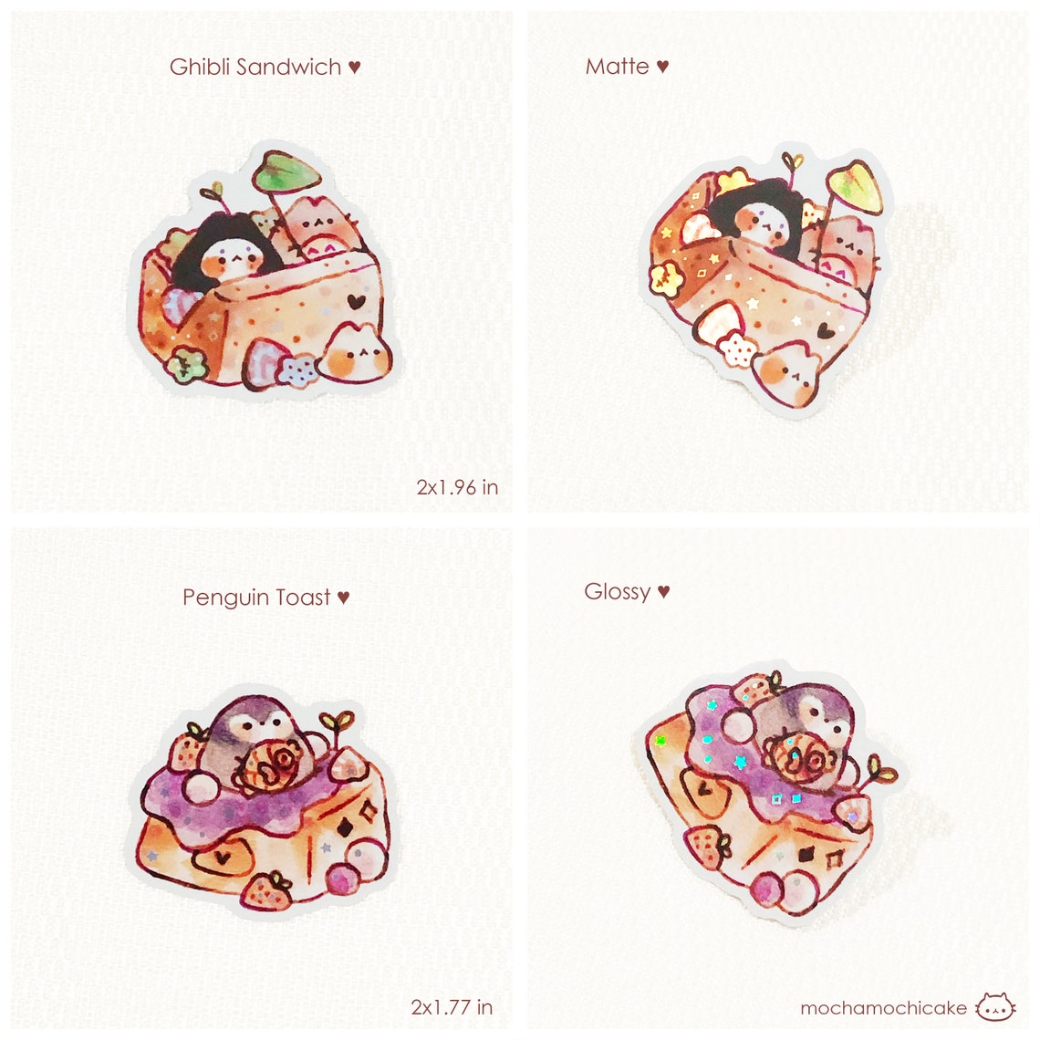Cute Animal Desserts 4 Stickers/ Matte/ Holographic/ Die Cut - Etsy