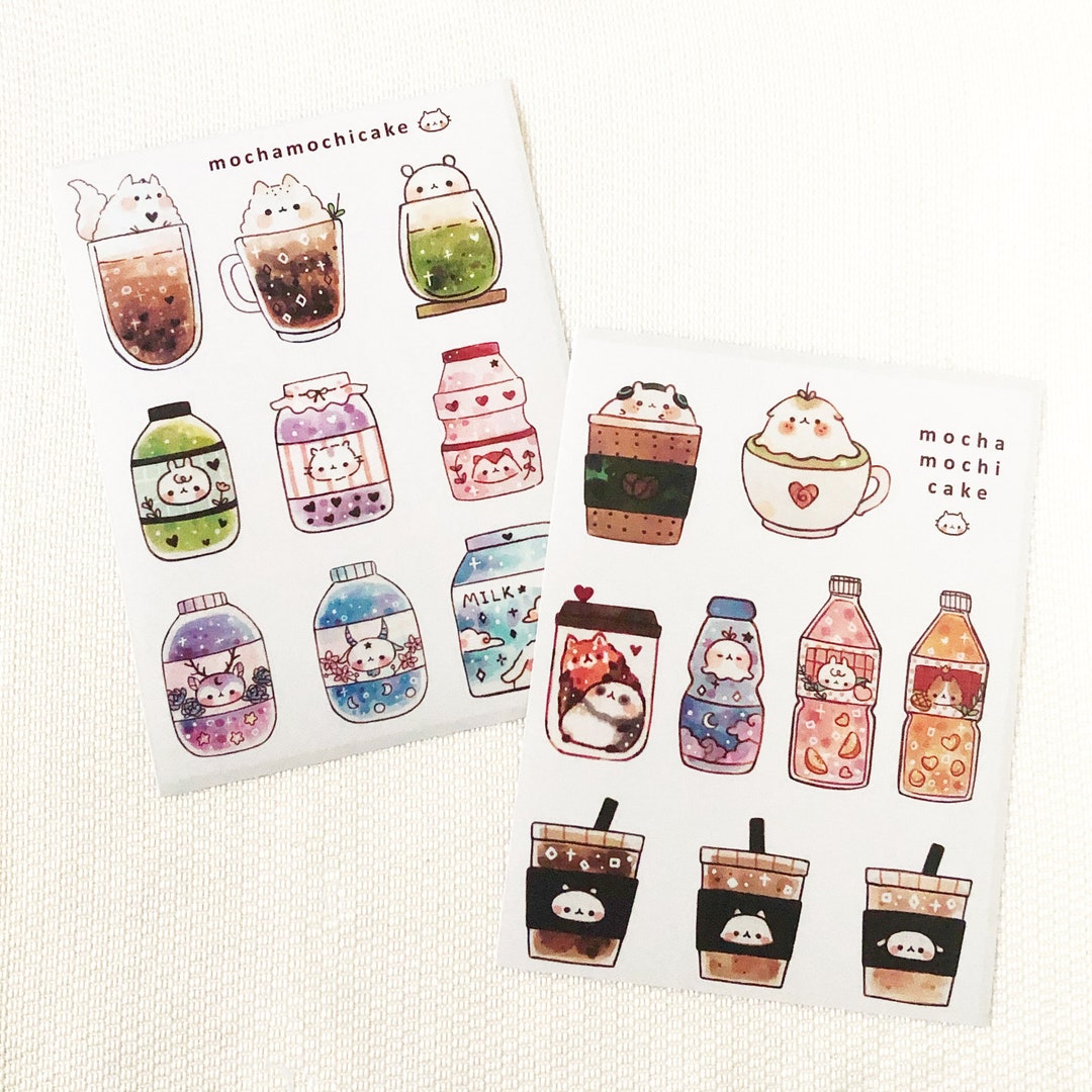Cute Animal Drinks Sticker Sheet/laptop Stickers/ Cute Stickers/ Vinyl ...