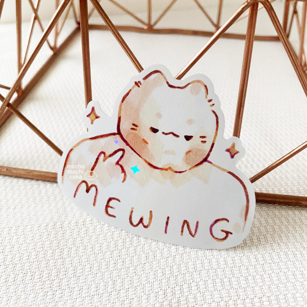 Mewing Cat Perfect Jawline Vinyl Sticker/ Holographic/ Die Cut Stickers ...