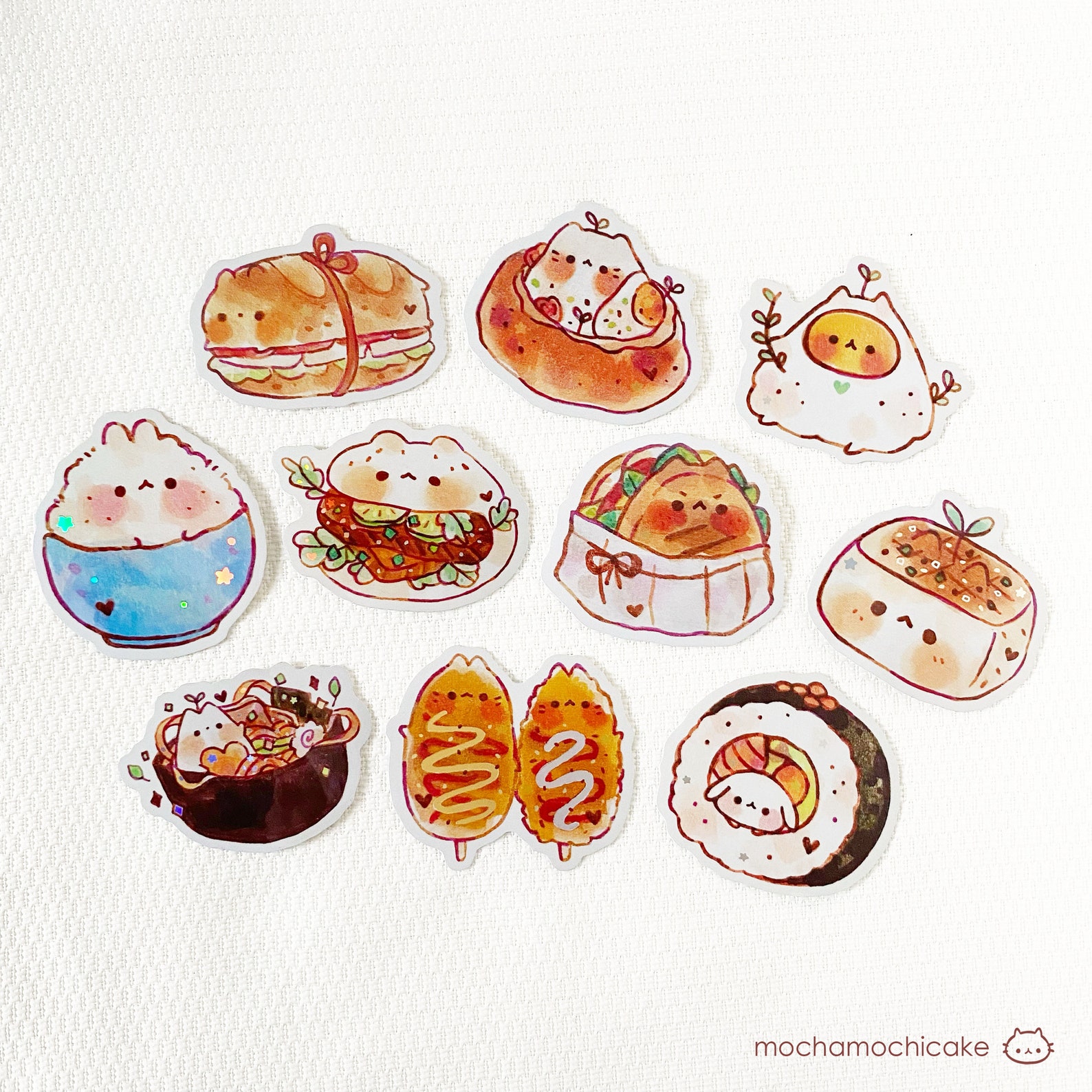 Cute Animal Foodies 2 Stickers/ Matte/ Holographic/ Die Cut - Etsy