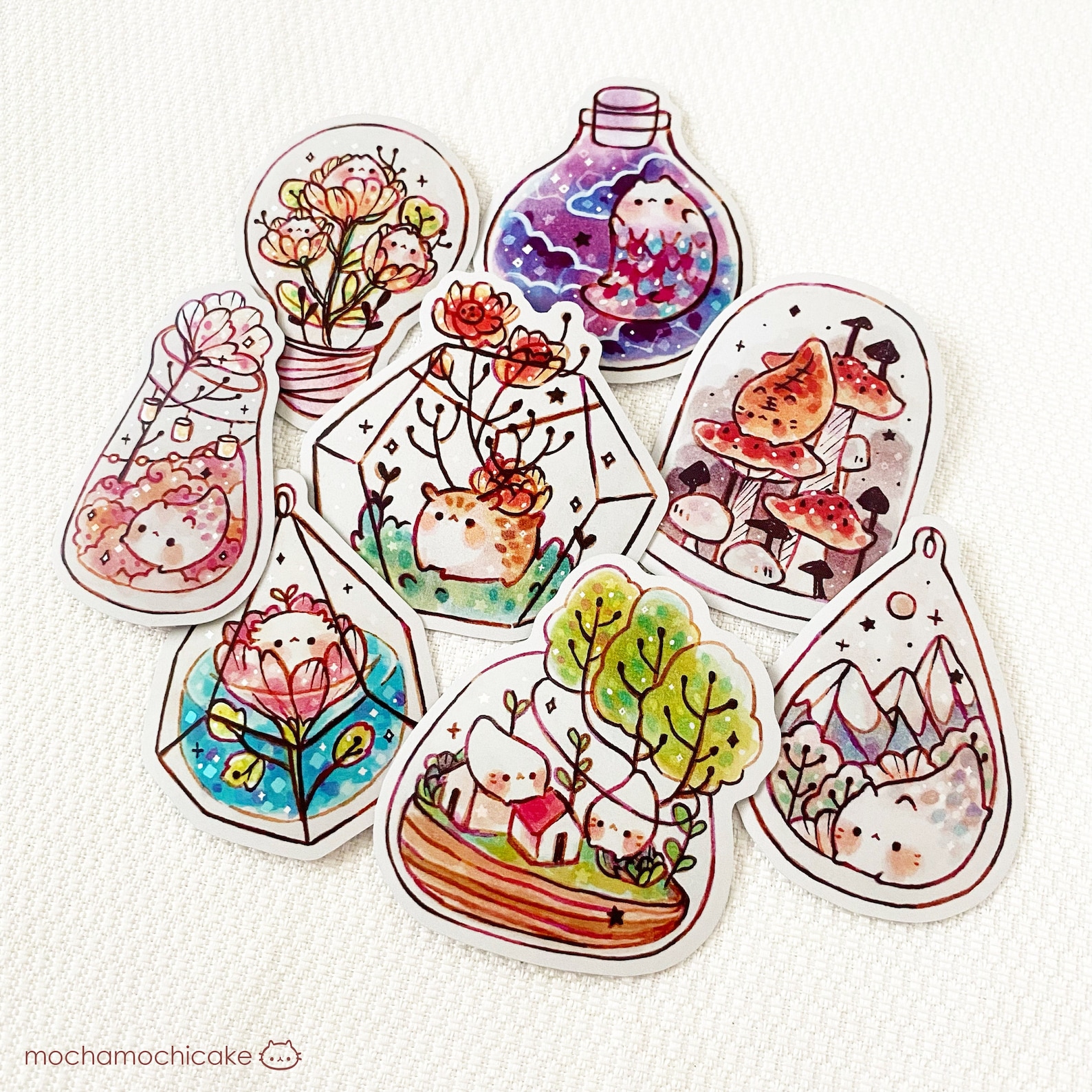 Cute Terrarium Stickers/ Matte Holographic/ Kawaii/ Die Cut - Etsy