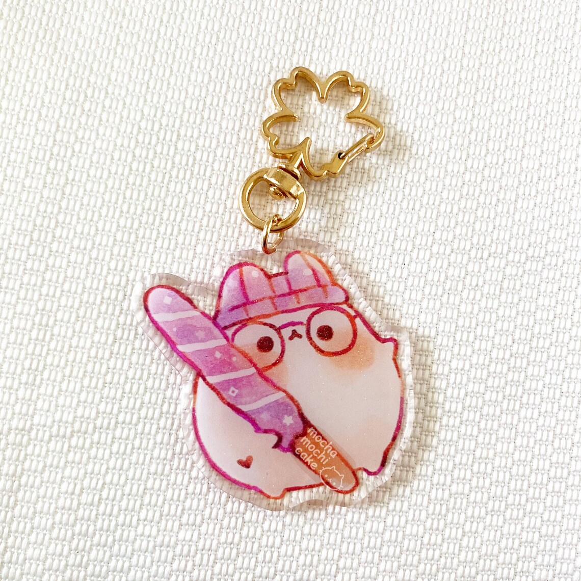 Cute Purple Pocky Cat Acrylic Keychain Glitter Epoxy - Etsy