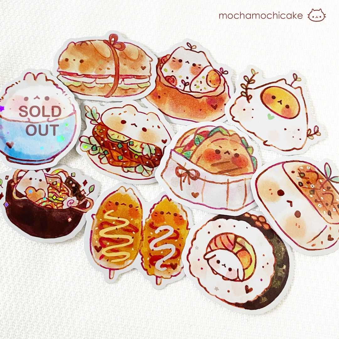 Cute Animal Foodies 2 Stickers/ Matte/ Holographic/ Die Cut Stickers ...