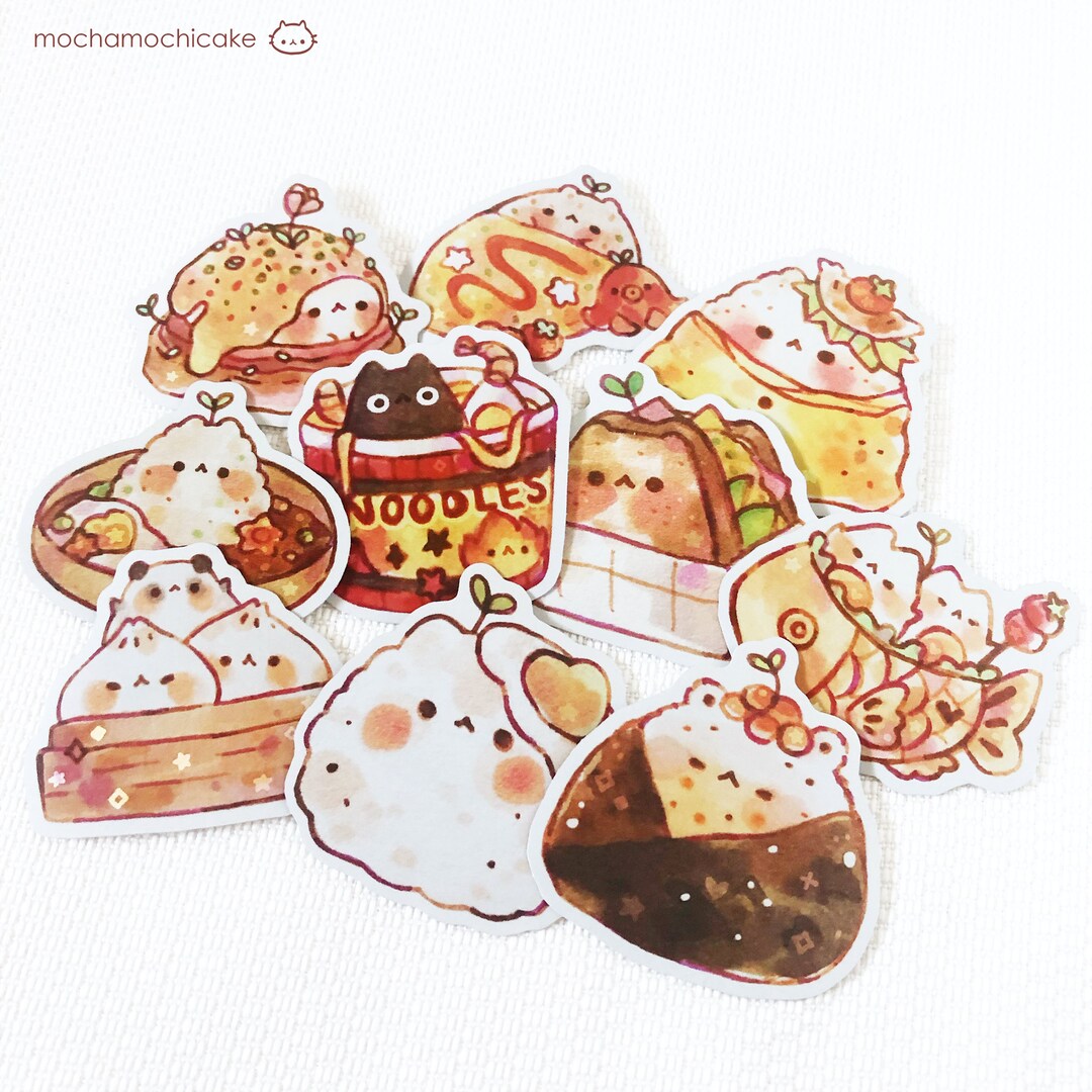 Cute Animal Foodies Stickers/ Matte/ Holographic/ Die Cut Stickers ...