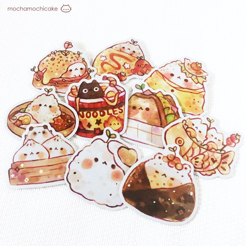 Cute Animal Foodies Stickers/ Matte/ Holographic/ Die Cut - Etsy