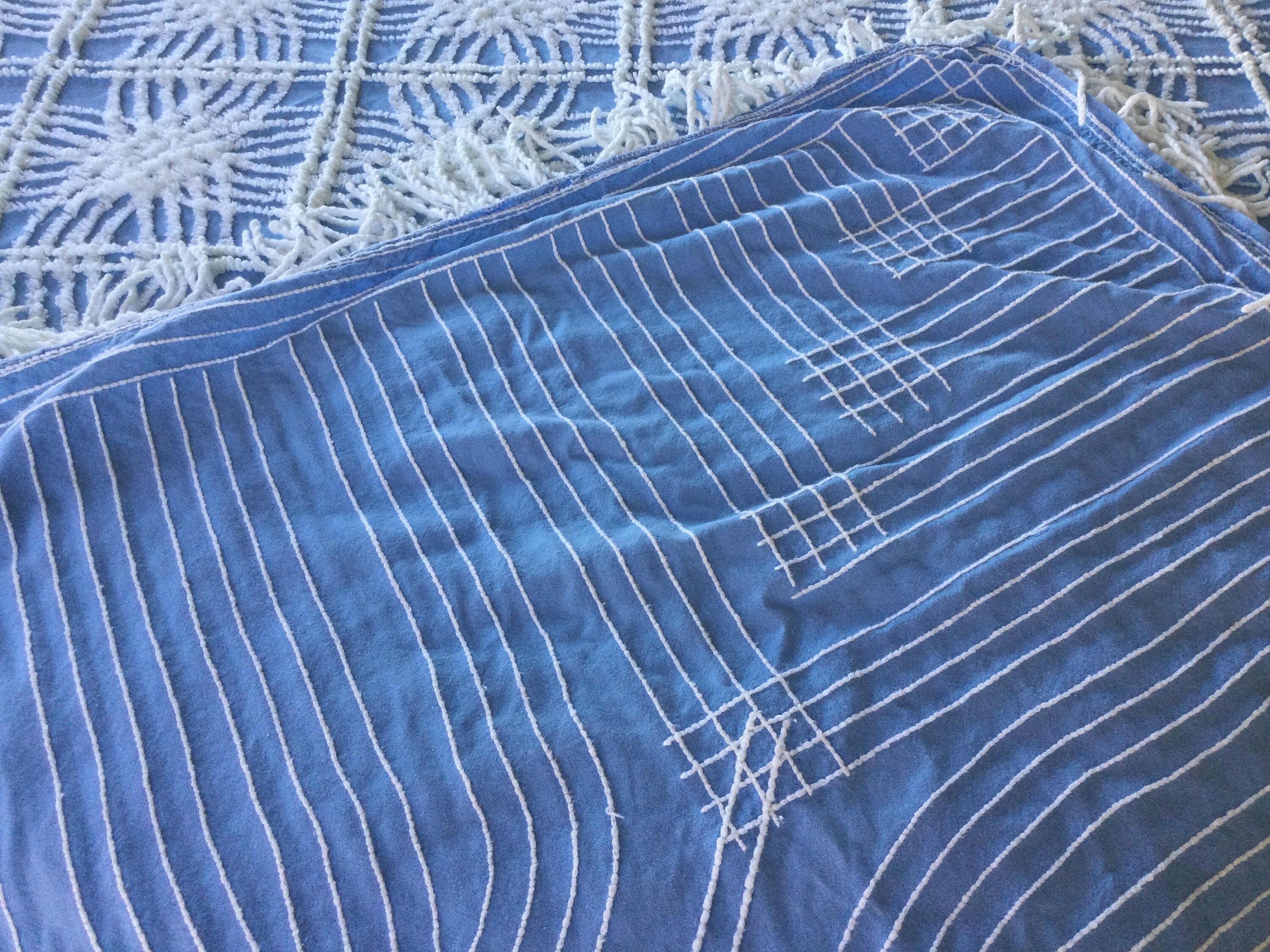 Vintage Chenille Bedspread Blue Starburst Full/double NO FLAWS! - Etsy