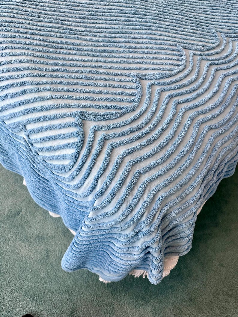 Vintage Bluebird Blue Chenille Bedspread - Etsy