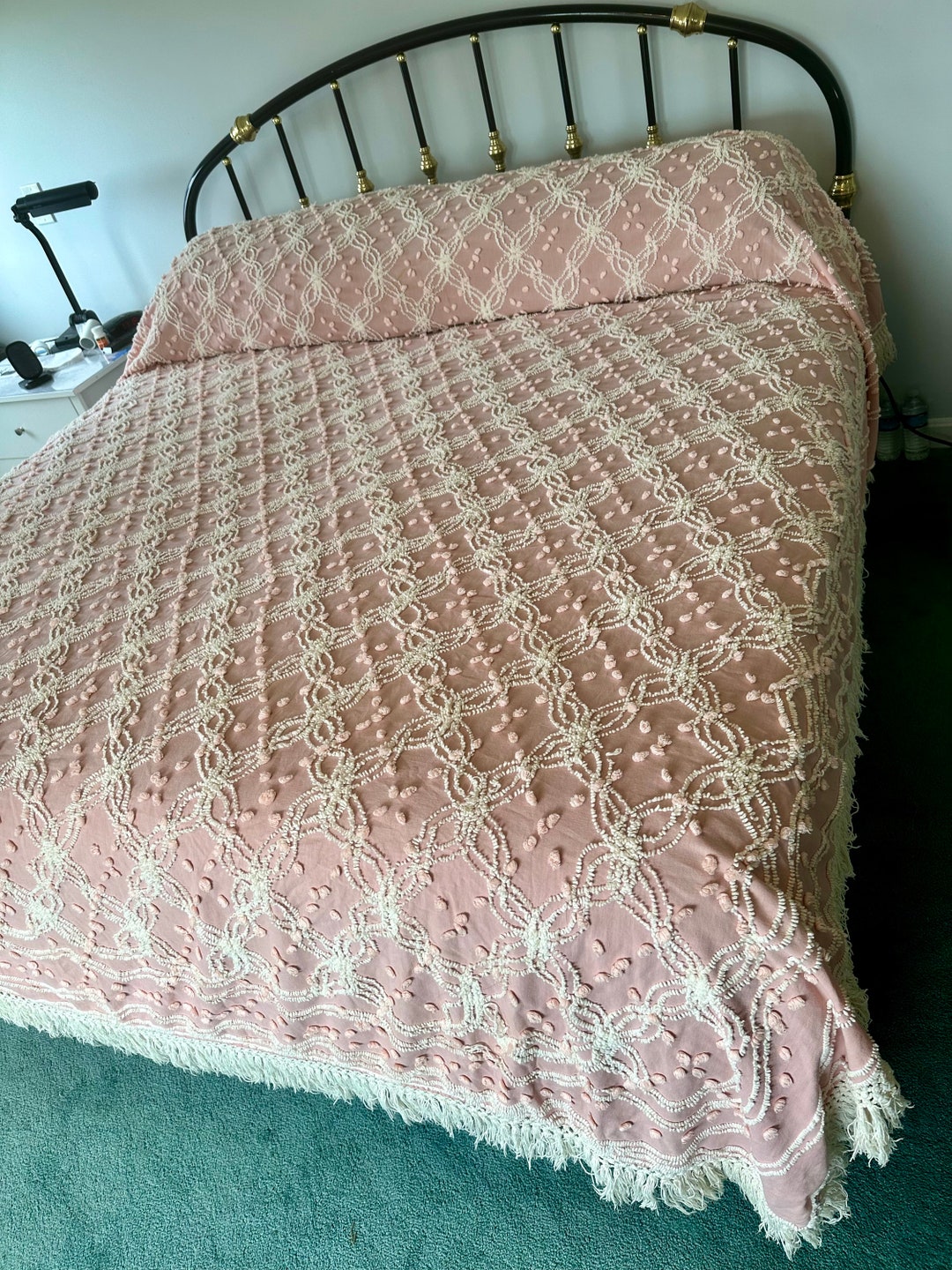 Vintage Pink Chenille Bedspread: Mid-century Soft Pops & Tufts - Etsy