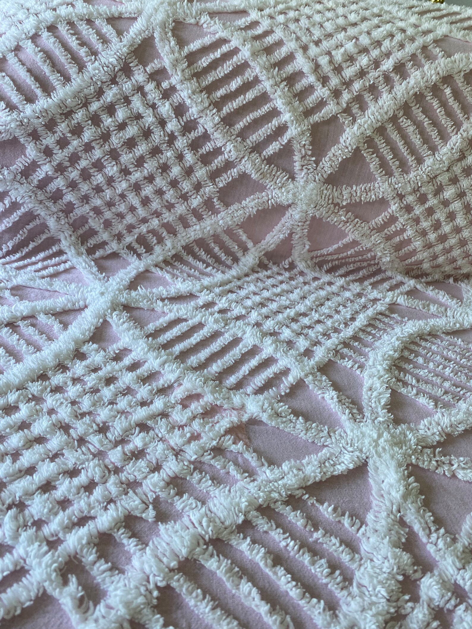 Vintage Chenille Bedspread Pink Penny's Fashion Manor Double Wedding ...