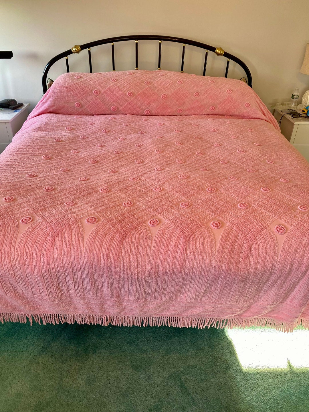 Pretty in Pink, Vintage Chenille Bedspread in Excellent Condition, No ...