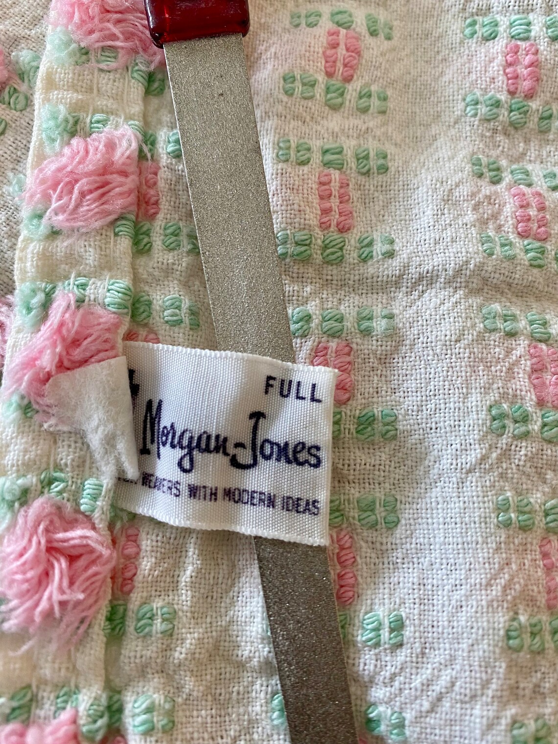 Vintage Chenille Bedspread Morgan Jones 1960's Pink& Teal - Etsy