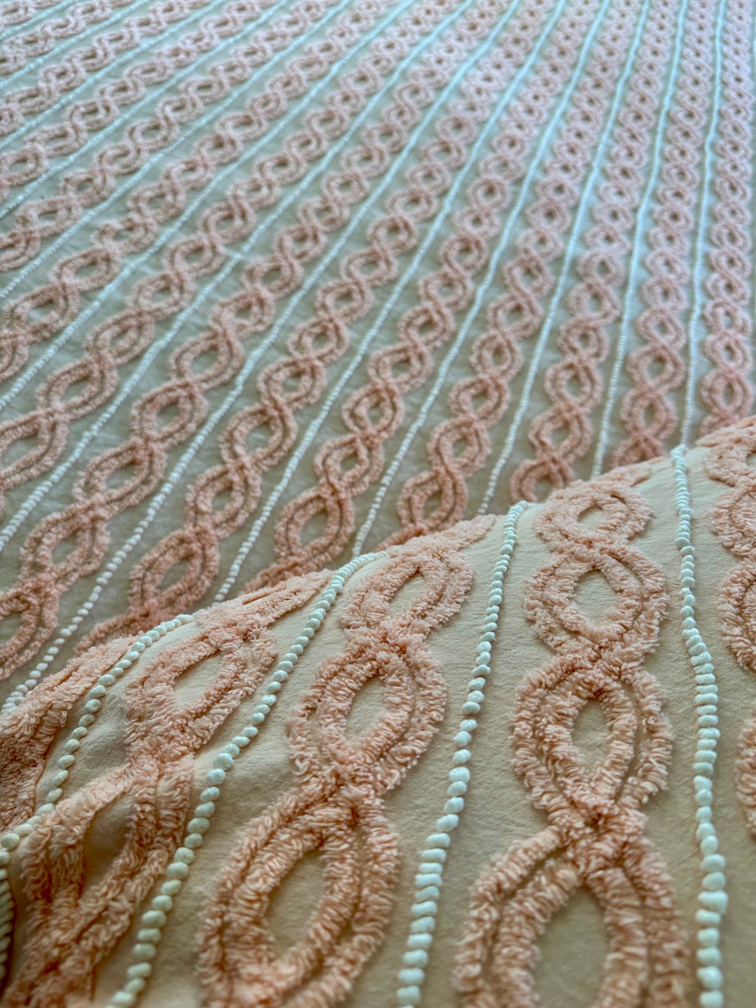 Vintage Perfect Parallel Peachy Swirling Chenille Ropes Separated by ...