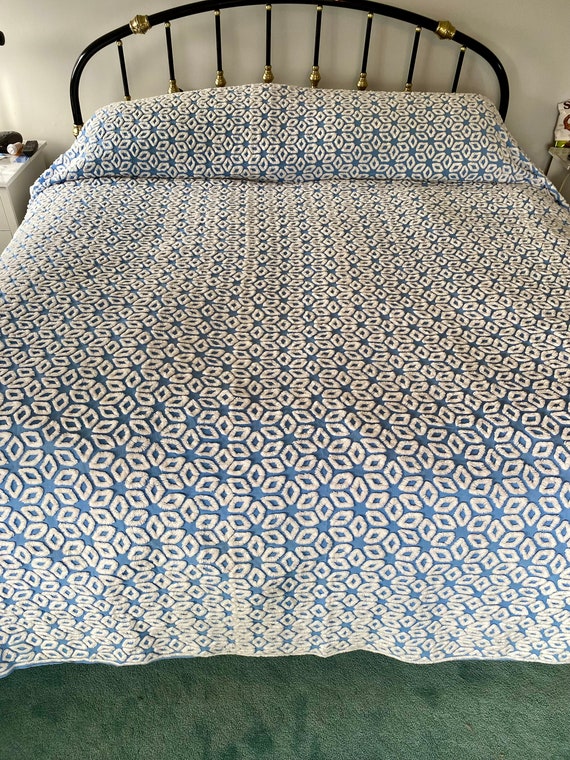 Blue Queen Size Chenille Bedspreads Vintage Blue Chenille Bedspread