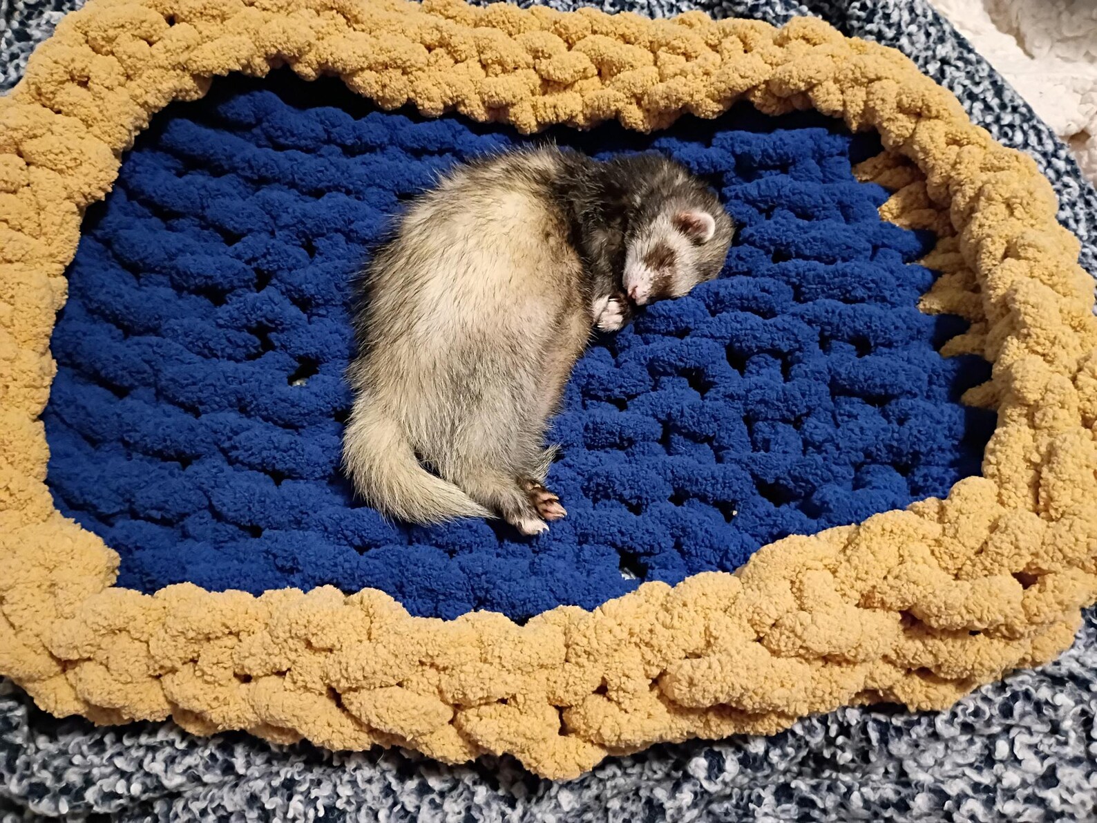 Hand Knitted Chunky Yarn Pet Blanket Bed: Ferrets, Small Animals - Etsy