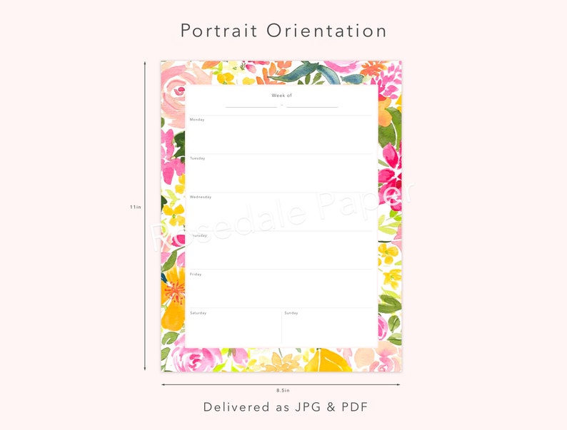 Printable Weekly Planner, 8.5x11 or 11x8.5 Weekly Meal Prep Planner ...