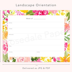 Printable Weekly Planner, 8.5x11 or 11x8.5 Weekly Meal Prep Planner ...