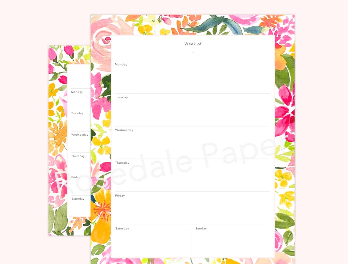 Printable Weekly Planner, 8.5x11 or 11x8.5 Weekly Meal Prep Planner ...
